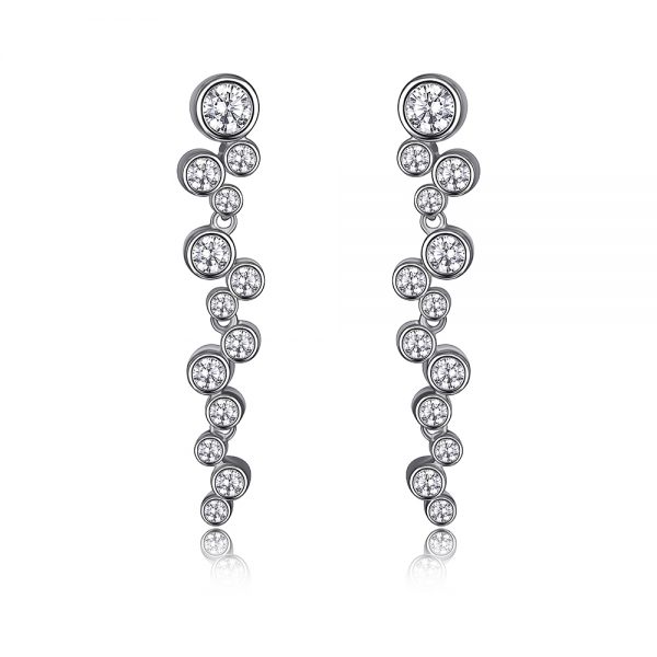Silver Cubic Zirconia Bubble Cluster Earrings EAR-SIL-1465