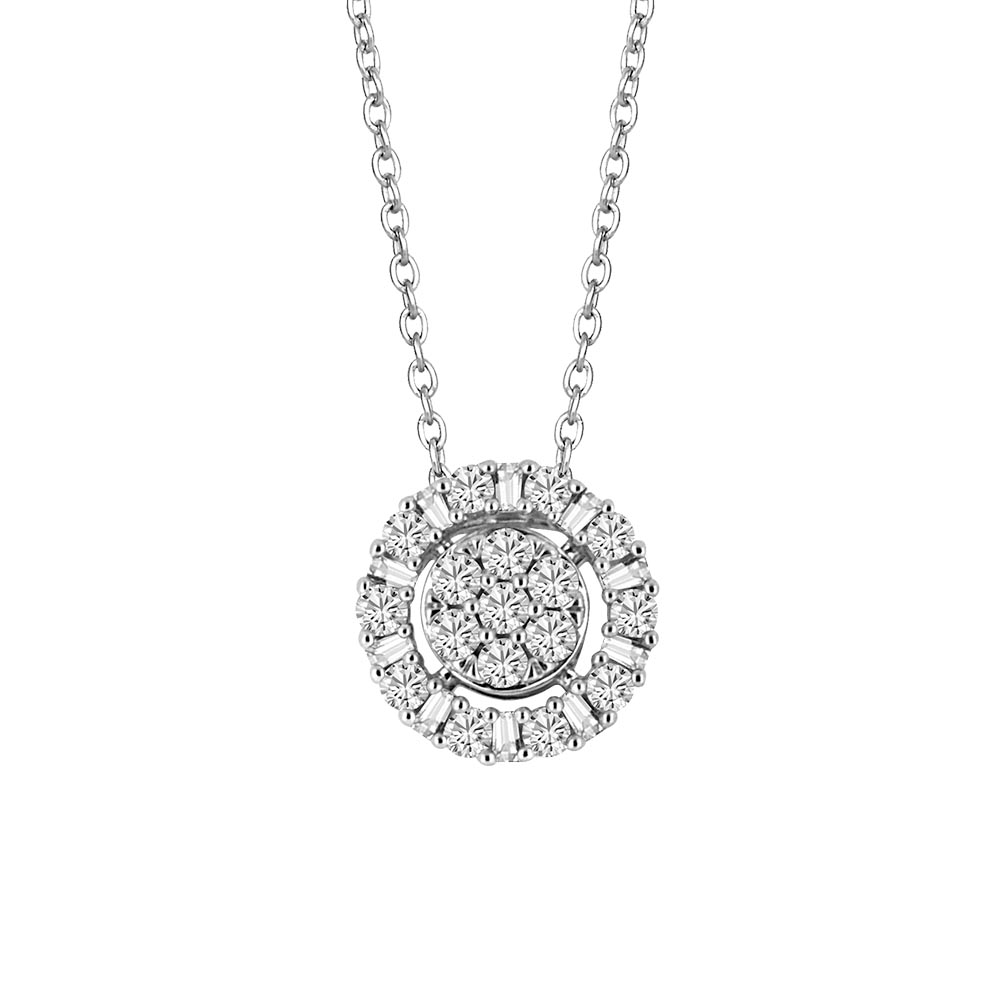 Circle Pendant with .50 Carat TW of Diamonds in Sterling Silver with ...