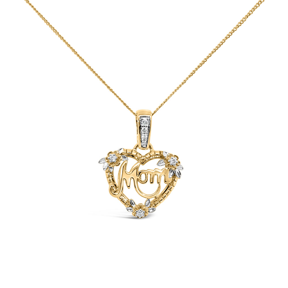 Mom Heart Pendant with .05 Carat TW of Diamonds in 10kt Yellow Gold ...