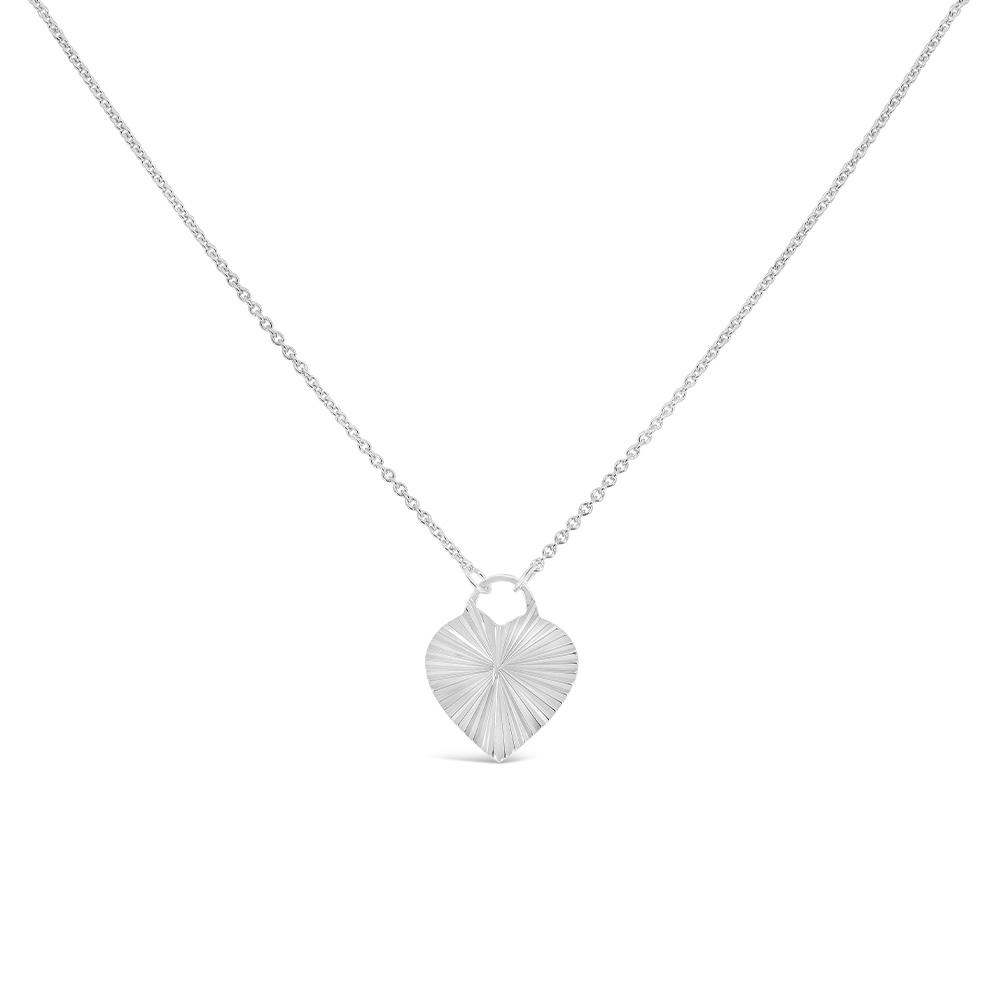 17.5" Textured Heart Necklace in Sterling Silver - Paris Jewellers